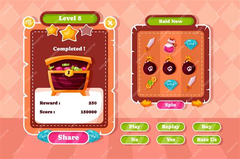 Hand Drawn Flat Game Assets Composition Premium Vector