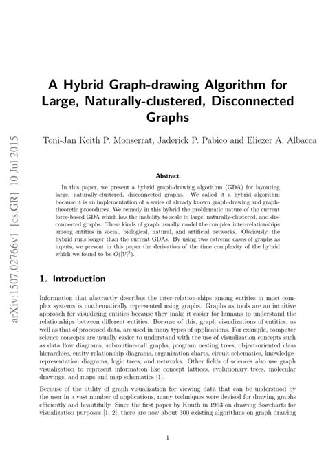 pdf a hybrid graph drawing algorithm for large naturally clustered