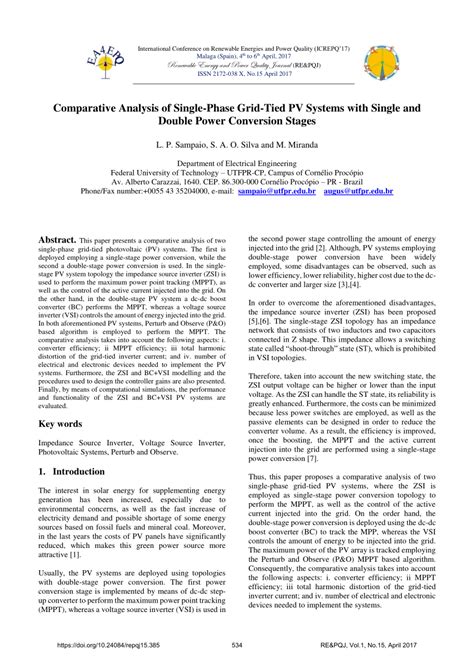 PDF Comparative Analysis Of Single Phase Grid Tied PV Systems With Single And Double Power