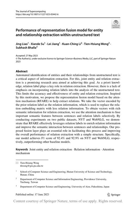 Performance Of Representation Fusion Model For Entity And Relationship