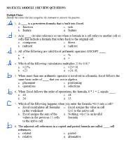 MS EXCEL MODULE 2 REVIEW QUESTIONS Pdf Course Hero