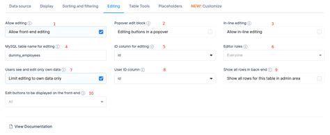 Table Elements And Configuration In Wpdatatables