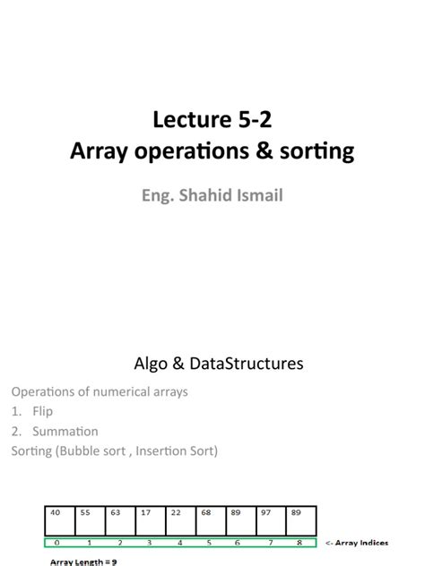 Array Operation And Sorting Pdf Discrete Mathematics Theoretical Computer Science