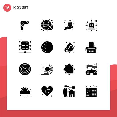 16 Thematic Vector Solid Glyphs And Editable Symbols Of Database
