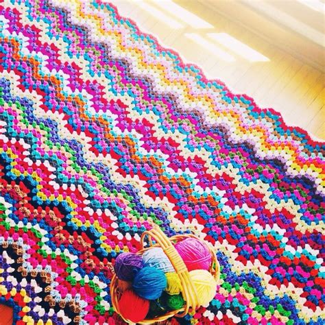 Beautiful Zig Zag Granny Square Mood Blanket