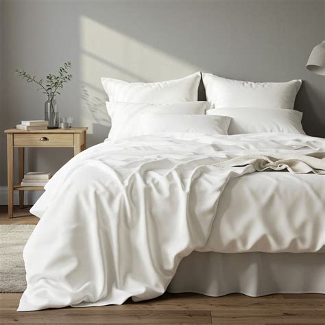 Satin Sheet Set Queen Or King Size White Ivory And Deene
