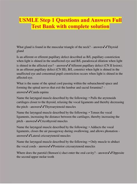 Usmle Step 1 Questions And Answers Full Test Bank With Complete Solution Usmle Stuvia Us