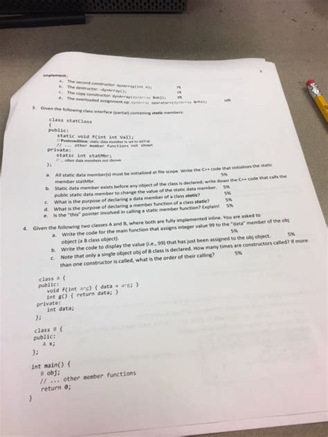 Solved Given The Following Class Interface Partial