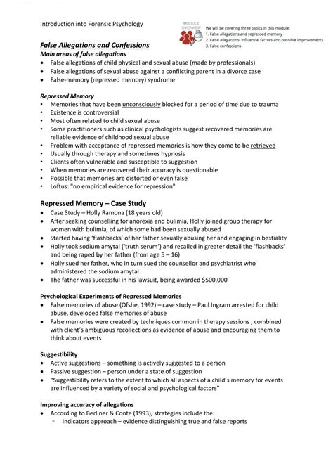 Introduction Into Forensic Psychology Notes 1010ccj Introduction To Forensic Psychology