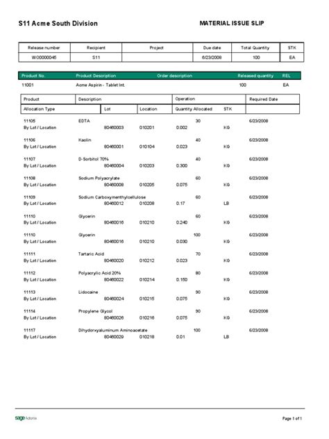 Sage X3 Reports Examples 2008 Bsm Material Issue Slip Pdf Pdf