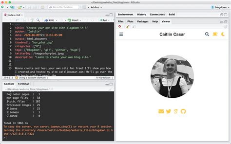 create your own site with blogdown in r caitlin casar