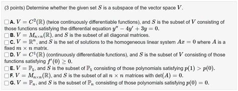solved points determine whether the given set s is a subspace of the