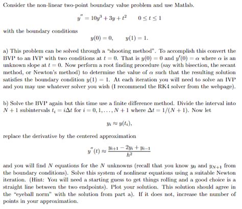 Solved Consider The Non Linear Two Point Boundary Value Chegg