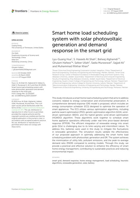 Pdf Smart Home Load Scheduling System With Solar Photovoltaic