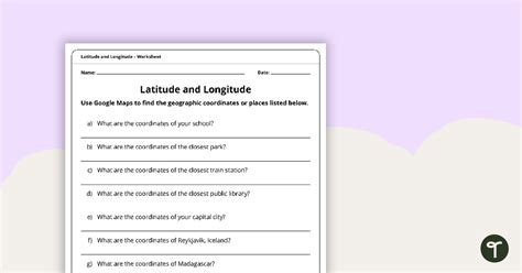 Latitude And Longitude Worksheet Teach Starter Worksheets Library