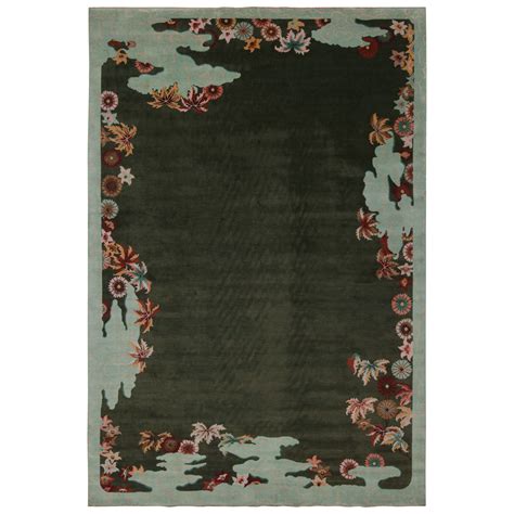 Rug And Kilims Chinese Art Deco Style Rug In Green With Floral
