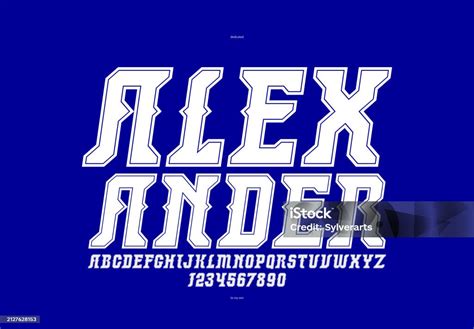 엠블럼 및 로고용 고딕 양식의 강하고 무거운 벡터 서체 포스터 및 헤더용 중세 알파벳 문자와 숫자 오타 디자인 문신 글꼴 기울임꼴 버전을 표시합니다 금속에 대한 스톡 벡터