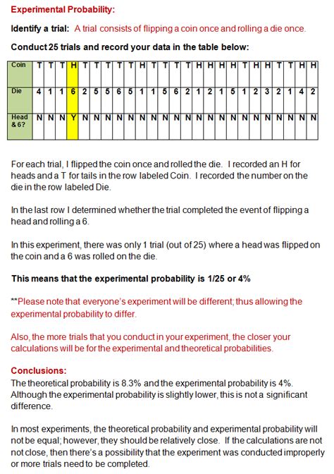 Theoretical Probability Versus Experimental Probability