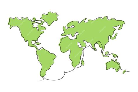 Premium Vector World Map Continuous One Line Drawing World Atlas Vector Illustration Design On