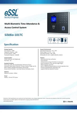 ESSL FACE SILKBIO 101TC At Rs 15999 Essl Biometric Attendance System In Jaipur ID