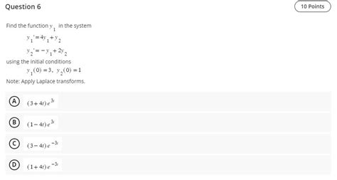Solved Question Find The Function Y In The Chegg Com
