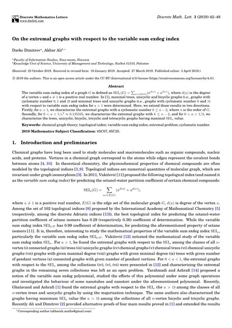 Pdf On The Extremal Graphs With Respect To The Variable Sum Exdeg Index