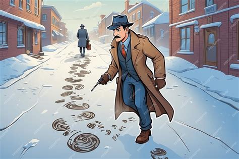 Premium Photo Cartoon Illustration Of A Detective Following
