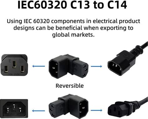 2 Pcslot Iec C14 à C13 Puissance 90 Degrés Adaptateur Connecteur