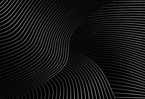 Monochrome Graphic Design Of Retro Line Patterns On Abstract Black Background With Diagonal Wave