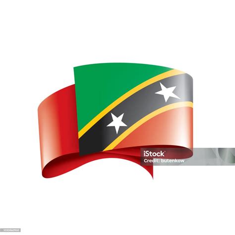 세인트 키츠 네비스 플래그 흰색 배경 벡터 일러스트 레이 션 0명에 대한 스톡 벡터 아트 및 기타 이미지 0명 3차원 형태 국기 Istock