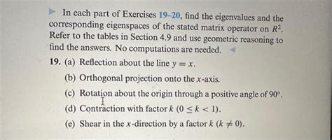 Solved In Each Part Of Exercises Find The Eigenvalues Chegg