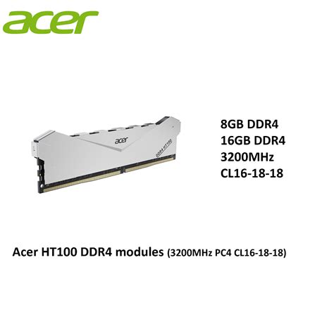 Acer Ddr4 8gb 3200mhz Cl16 18 18 Ht100 Ram Long Dimm Pc Ram Heatsink