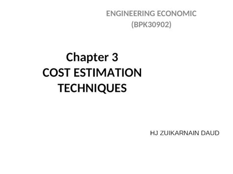 Ppt Chapter 3 Cost Estimation Technique Dokumen Tips