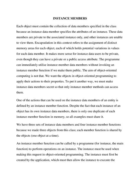 Instance Members Instance Members Each Object Must Contain The Collection Of Data Members