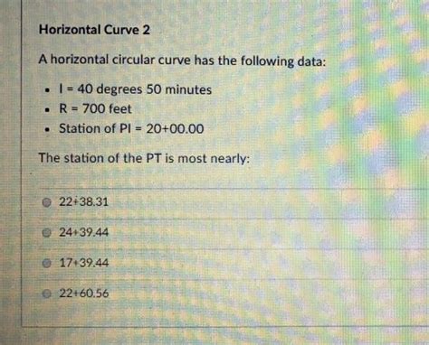 Solved Horizontal Curve A Horizontal Circular Curve Has Chegg