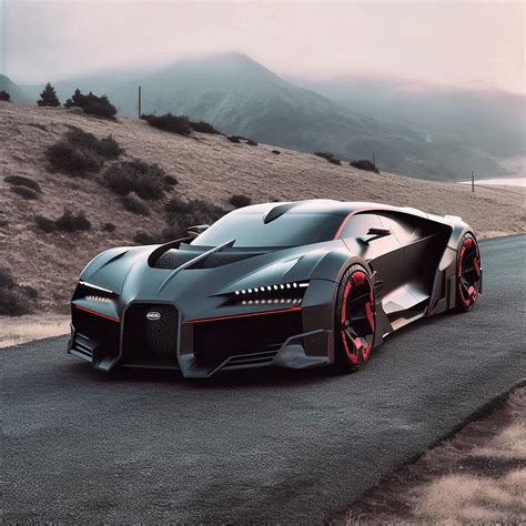 Futuristic Bugatti Veyron Supercar Black Luxury Sports Car Dream Car
