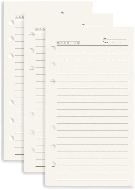 A7 Lined Refill Paper 3 Pack Loose Leaf Paper 6 Hole Punched Filler