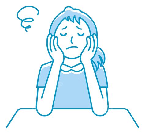 Pensive Young Woman Resting Chin In Hands Asian Worker Table Vector Asian Worker Table Png