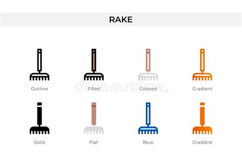 Rake Icon In Different Style Rake Vector Icons Designed In Outline Solid Colored Filled
