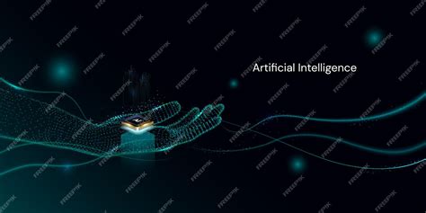 Premium Vector A Black Background With A Hand That Says Artificial Intelligence