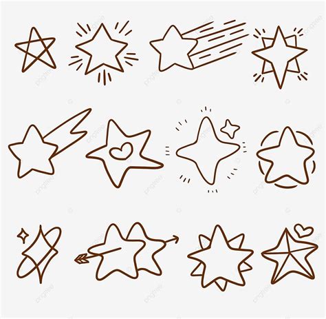 Ilustración De Conjunto De Estrellas De Dibujo Lineal Png Dibujo