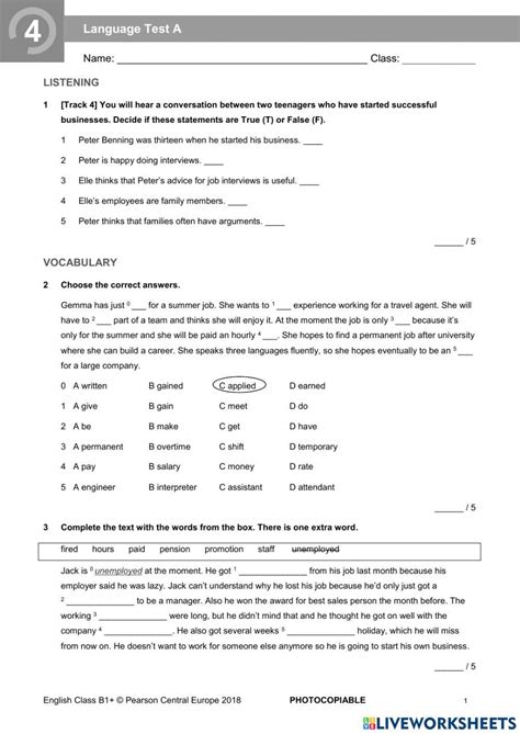 English Class B Free Interactive Worksheets 6417139