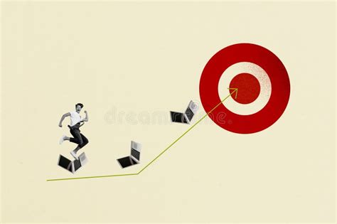 Creative Trend Collage Of Running Entrepreneur Netbook Darts Target Marketing Career Success