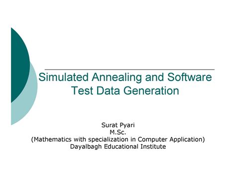 Simulated Annealing And Software Test Data Generation Cmsc 818 Docsity