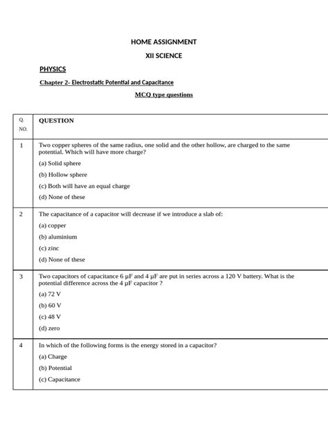 Home Assignment 12 Science Pdf