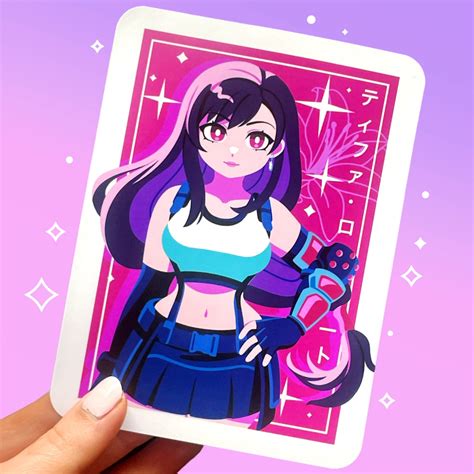 Tifa Lockhart Inspired Print Ffvii Remake Rebirth Art Red And Pink