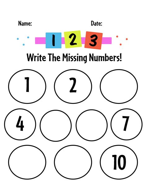 Free Printable Missing Numbers Worksheets For Preschool 1 20 ⋆ The