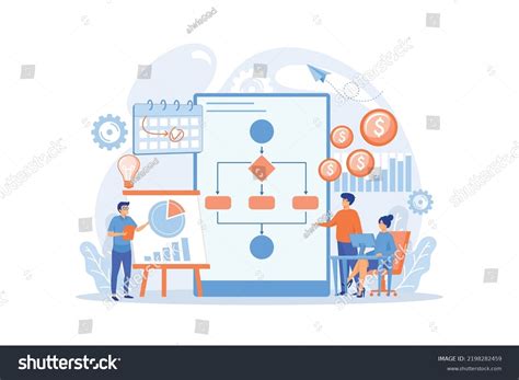 Businessmen Work Improvement Diagrams Charts Business Stock Vector