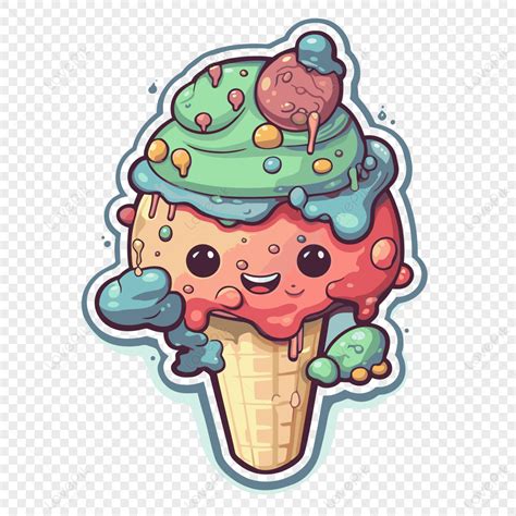 귀여운 애니메이션 스티커 일러스트 Id가 있는 아이스크림 디저트 벡터상표이스트 Png 일러스트 무료 다운로드 Lovepik