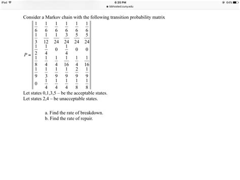solved consider a markov chain with the following transition